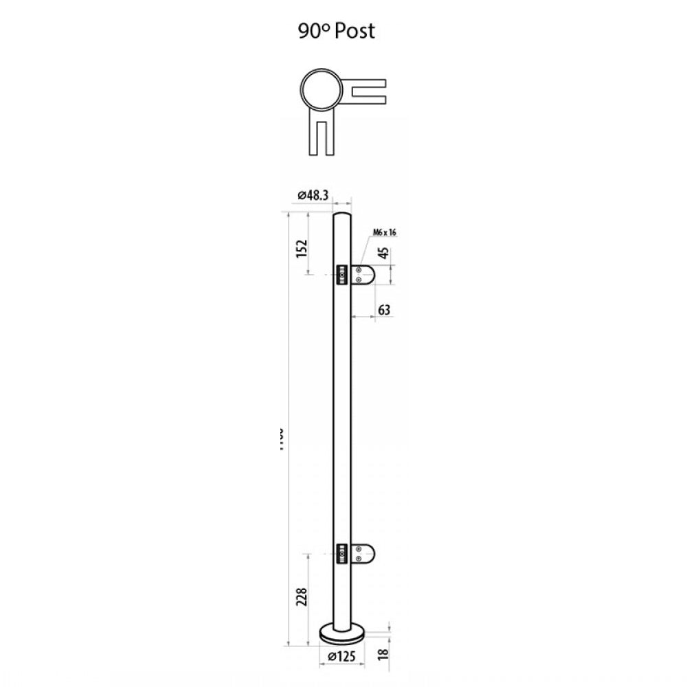 Stainless Steel Glass Balustrade 48.3mm Corner Post, 1100mm High, 316 ...