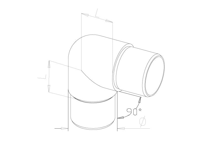 Elbow 90° Degree Corner Connector, 316 Stainless Steel Glass Balustrade